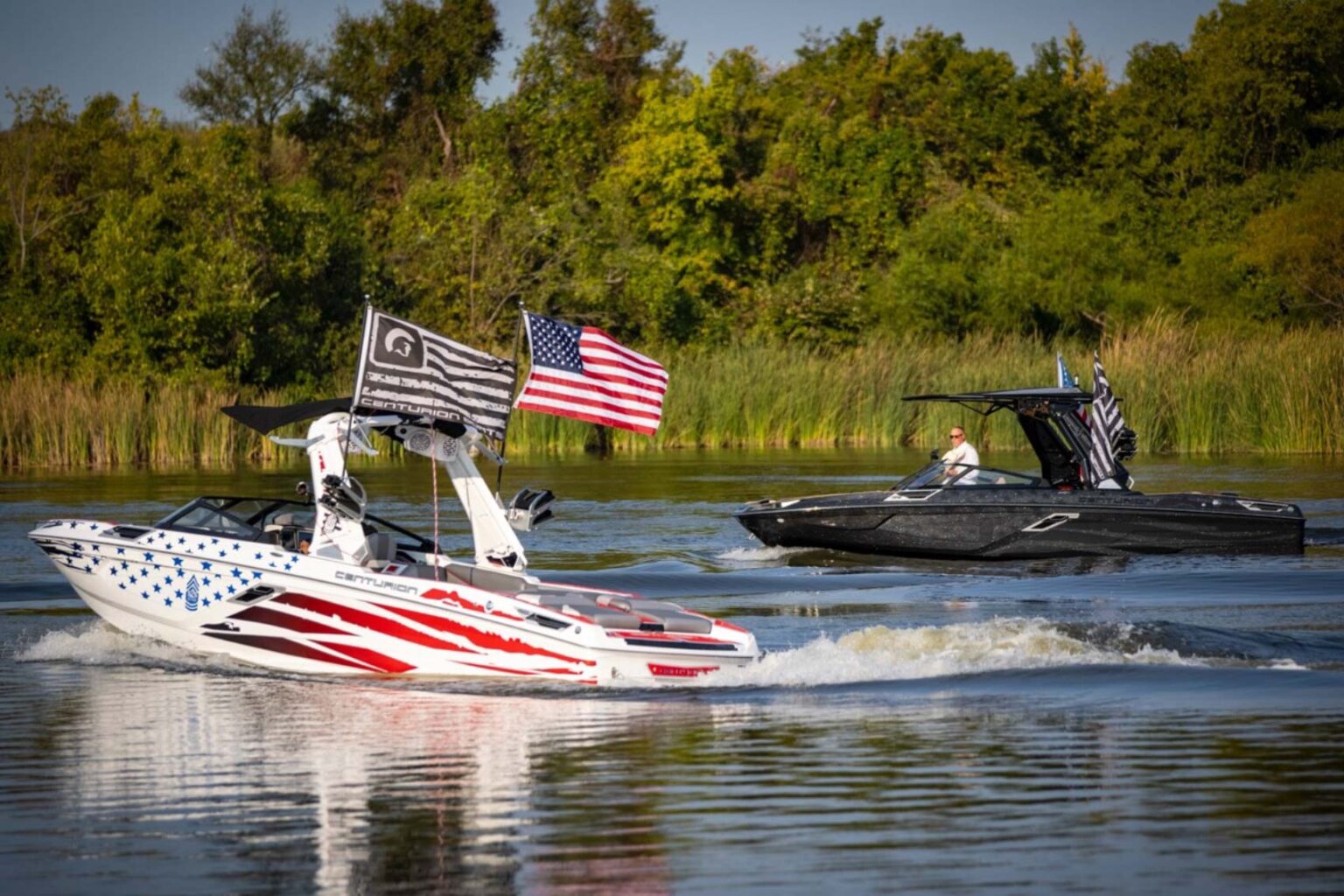 Two Salute to Service Centurion wake boats | World Series of Wake Surfing